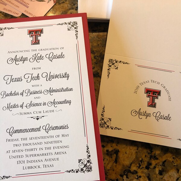 Texas Tech Graduation Invitations: Custom Celebration Announcements - Etsy