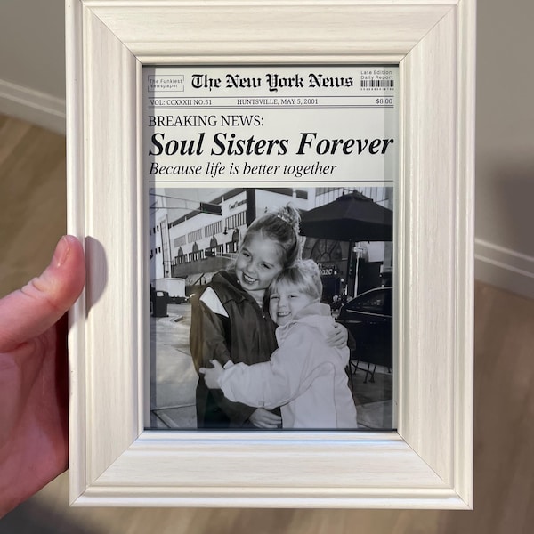 CUSTOM Newspaper Print, Personalized Best Friends Poster, Retro Bestie ...