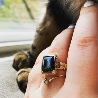 Stackable Ring. GOLD Chevron Ring. Birthstone Ring. Stack Ring. ONE ...