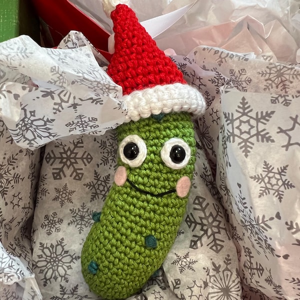 Christmas Pickle in Santa Hat Crochet Pattern Funny Pickle Christmas ...