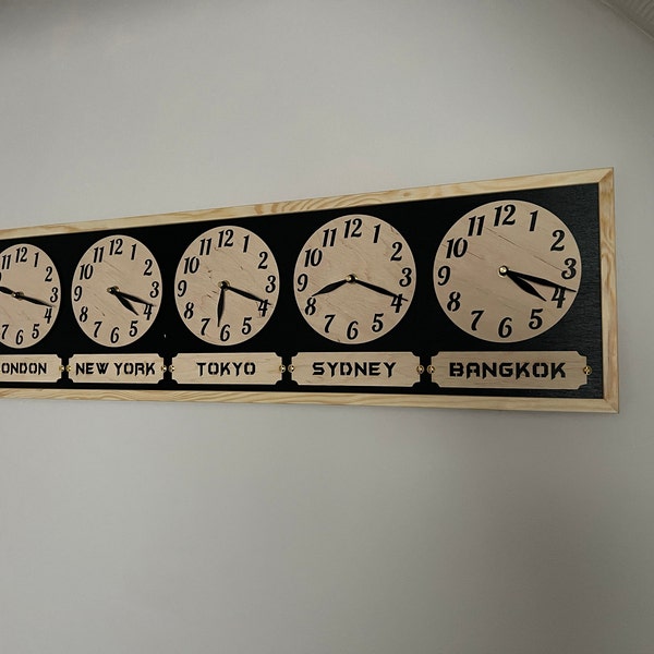 Framed Multiple World Time Zone Clock, City/state/country Sign ...