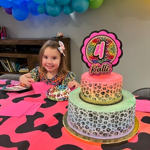 Rainbow Cheetah Cake Topper, Custom Cheetah Cake Topper, Rainbow Animal ...