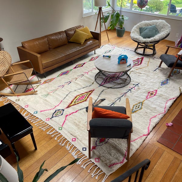 White Rug Fluffy, Custom Fabulous Boujad Rug, Authentic Moroccan Rug ...