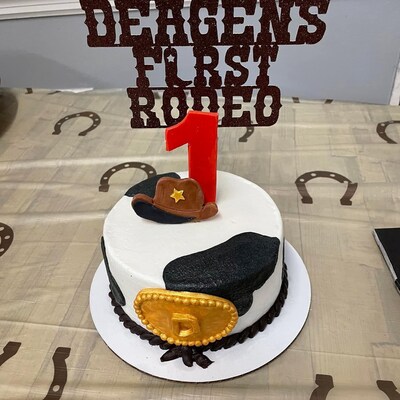 Personalized First Rodeo Birthday Cake Topper, Cowboy Birthday, Cowgirl ...