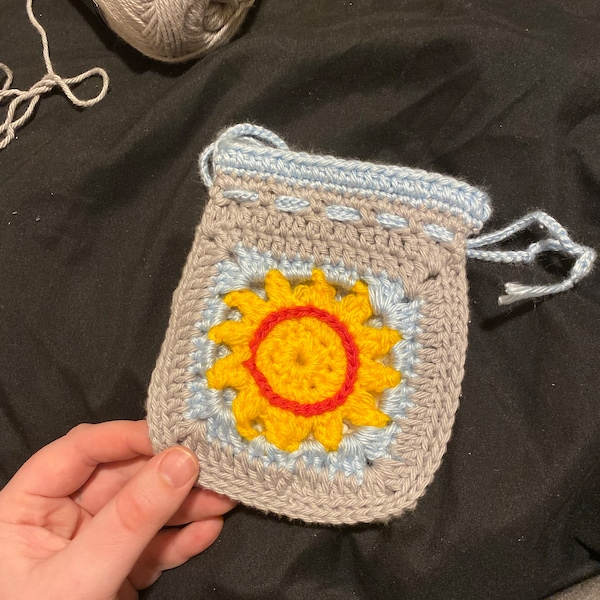 Sun and Moon Drawstring Pouch Crochet PDF PATTERN - Intermediate ...