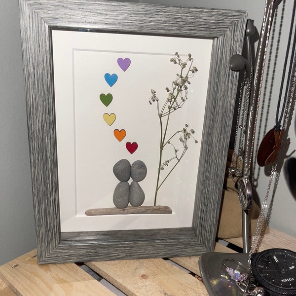 Pebble Art Bride and Groom Wedding Ornament • 4x4 • Handmade • One of a ...