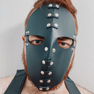 Leather Men's Gladiator Mask, Gladiator Helmet, Warrior Mask, Black ...