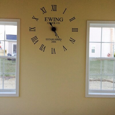 Large Wall Clock Decal Custom Family Name With Year Established Clock ...