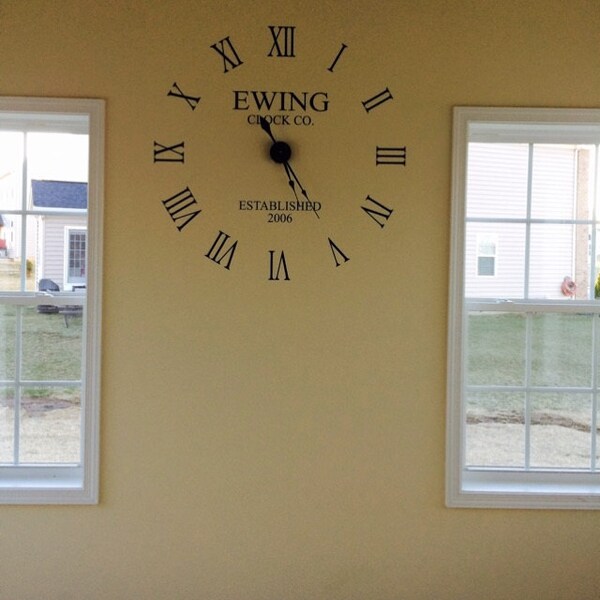Large Wall Clock Decal | Custom Family Name With Year Established Clock ...