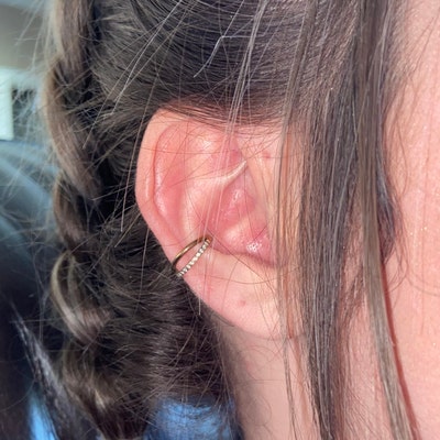 ASTM F136 Gem and Smooth Split Double Conch Hoop, Conch Earring, Conch ...