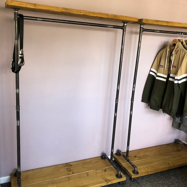 Clothes Rack Double Rail Clothing Rack Garment Rack Industrial Pipe ...
