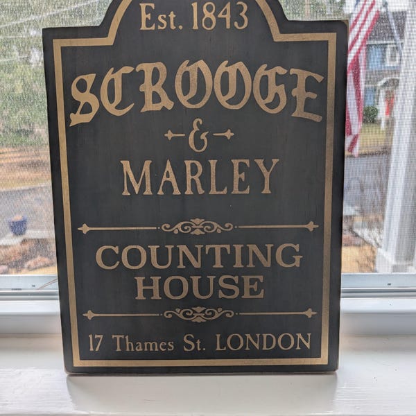Scrooge and Marley Counting House Sign, Hand Painted Solid Wood ...