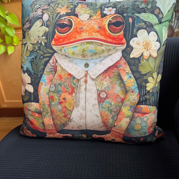 Floral Frog Pillow Inspired William Morris, Vintage Art Nouveau ...