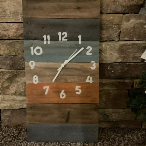 Modern Farmhouse Clock in Warm Coffee Stain, Rustic Round Wall Decor ...