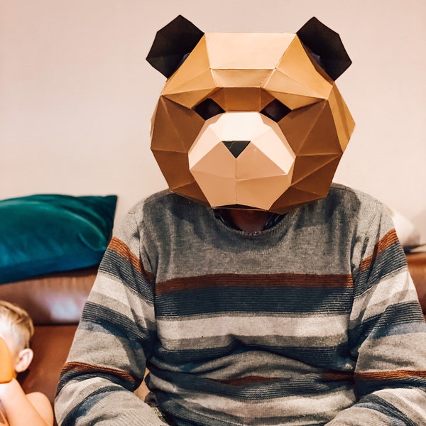Teddy Bear Mask, Paper Craft Template, Halloween Mask, Printable Paper ...
