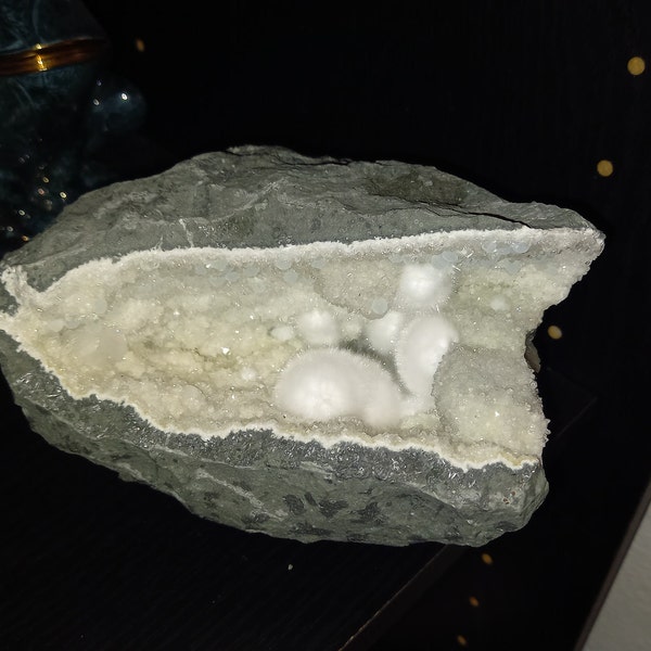 Scolecite Spray Inside MM Quartz Geode Natural Mineral Specimen # B ...