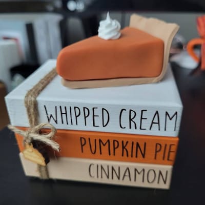 Pumpkin Pie Mini Book Stack, Fall Book Stack, Fall Decor, Fall Tiered ...
