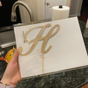 Calligraphic Font Glitter Cake Topperpersonalized Monogram | Etsy