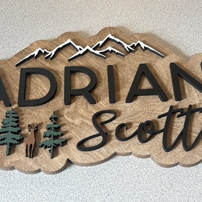 Custom Woodland Theme Name Sign, Wildlife Nursery Decor, Woodland 3D ...
