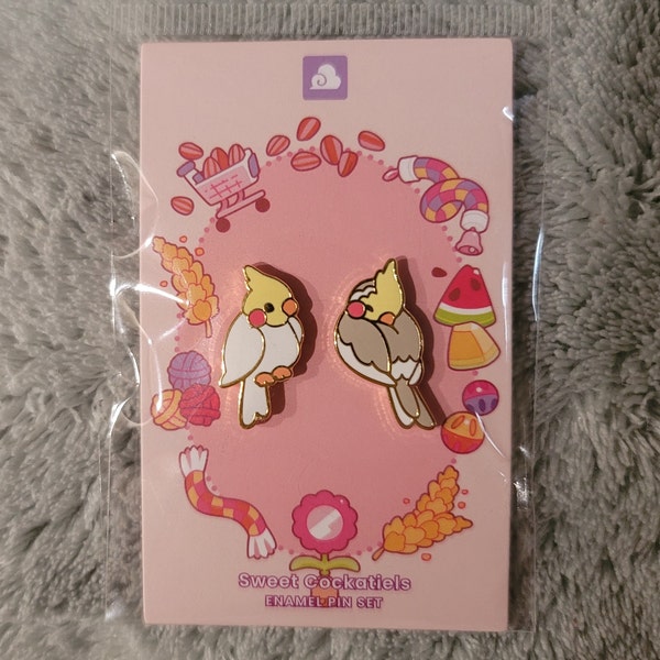 Enamel Pin - Sweet Cockatiels Pin Set - Etsy