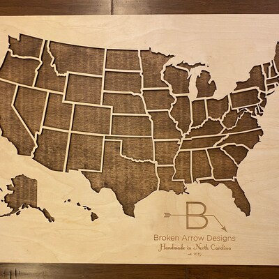 Wooden Us Map Wooden Wall Art Maps Wooden Usa Map - Etsy
