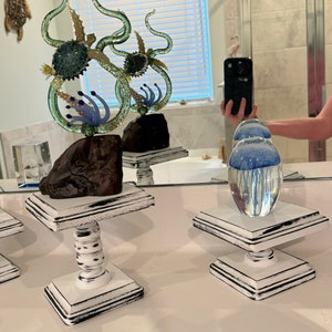 Distressed Decorative Wood / Glass Riser Rustic Country Farmhouse ...