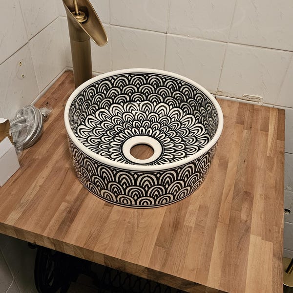 Hand Painted Ceramic Wash Basin-moroccan Pottery Sink-bathroom Tub-clay ...