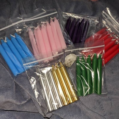 Gold Mini Ritual Candles, Charm Chime 4 Candles, Spells, Wicca, Wiccan ...