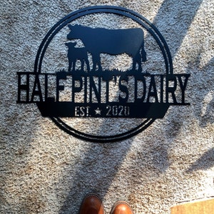 Cow Calf Personalized Family Name Sign Farmhouse Welcome Sign Ranch ...