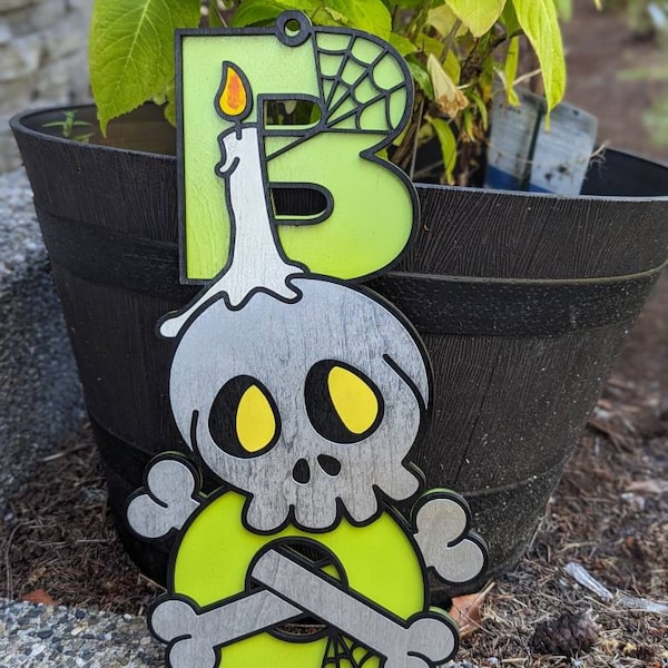 SKULL "boo" Sign - Halloween - Laser Ready File - Glowforge and Other ...