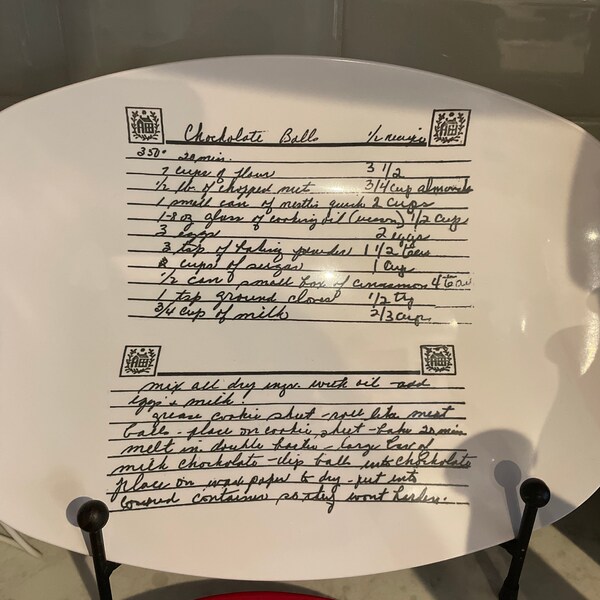 Handwritten Recipe Gift, Recipe Card to Platter, Family Recipe Keepsake ...