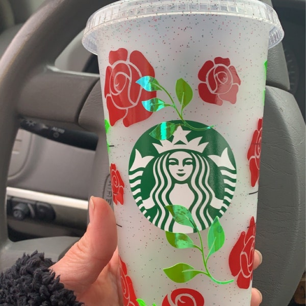 Roses 24oz Venti Cold Cup Svg - Valentines Day Cold Cup SVG - Red Roses ...