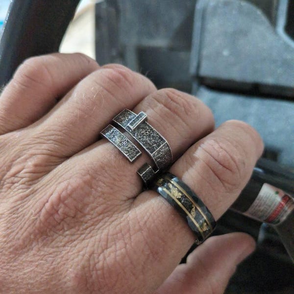 Rusted Square Signet Ring – Unique Sterling Silver Ring for Men ...