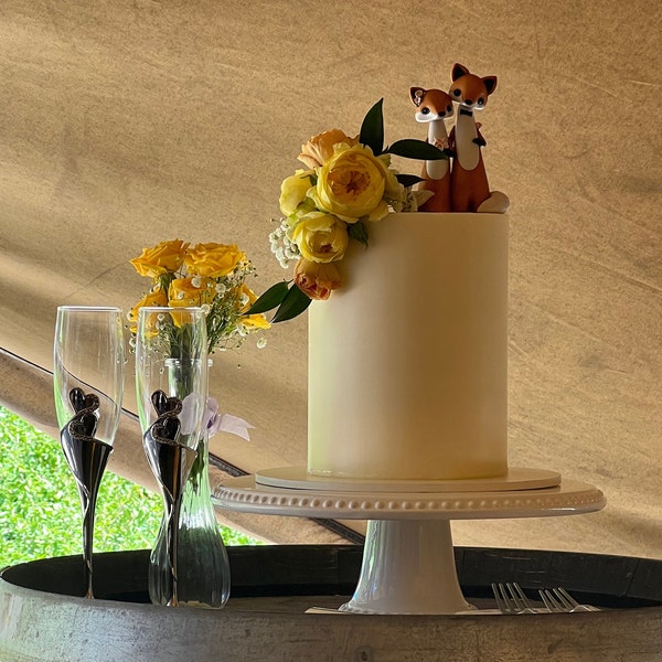 Fox Bride and Groom - Red Fox Wedding Cake Topper - Woodland Wedding ...