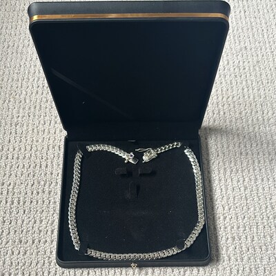 18.5mm 30inch 999 Pure Solid Silver Hand Made Cuban Link With Real Red ...