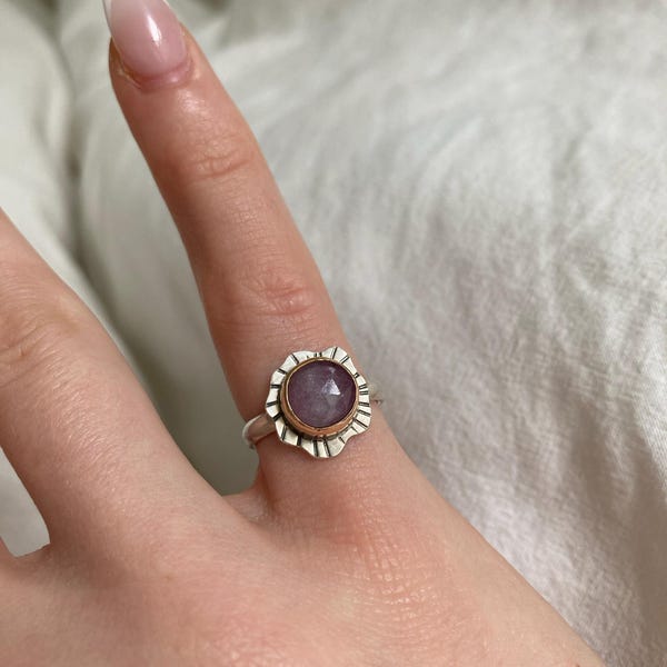 Saturn Silver and Gold Ring, Universe Ring, Circle Ring, Sterling ...