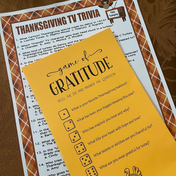 Gratitude Game. Instant Download Printable. Thanksgiving Dinner Games ...