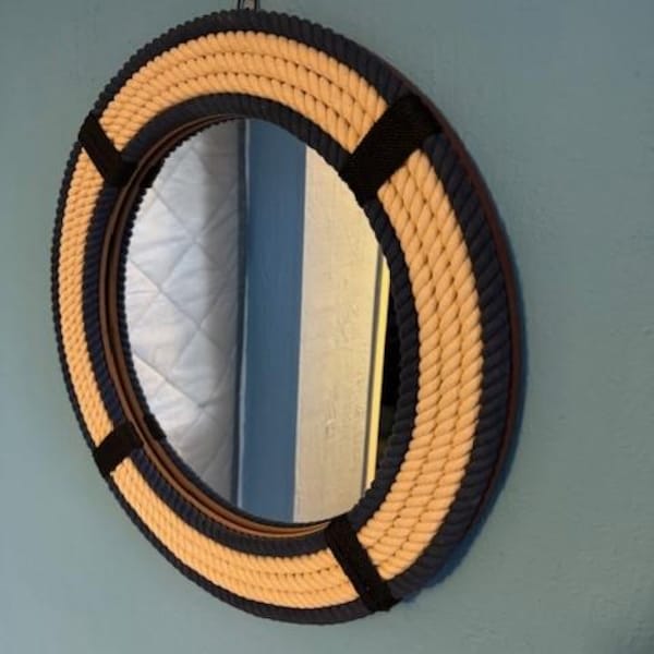 Soft Touch Rope Durable Hanging Mirror Round Nautical Decor Decorative ...