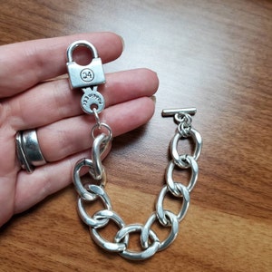 Oversized Thick Chain Womens Padlock Bracelet Chunky Key-lock Cuban ...