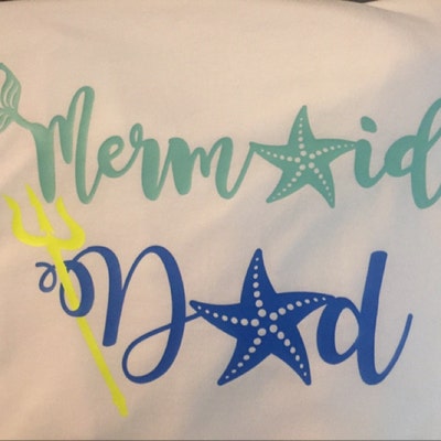 Mermaid Dad JPG, Png & SVG, DXF Cut File, Digital, Seashell, Fin ...