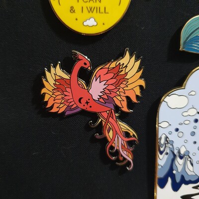 Phoenix Enamel Pin Phoenix Pin Magical Pin Magic Pin Mythological ...