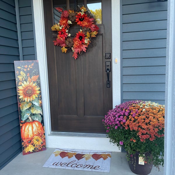 Hello Fall Porch Sign Front Porch Fall Welcome Sign With Vintage Autumn ...