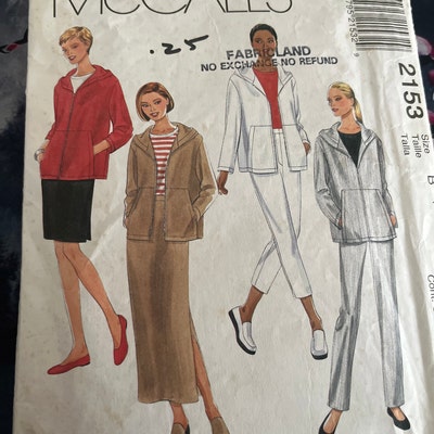 Lined Jacket Top Skirt and Pants Womens Misses Sewing Pattern Mccalls ...