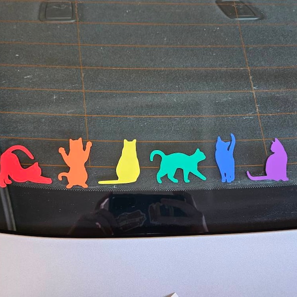 Rainbow Cats Car Decal, Cat Laptop Decal, Rainbow Decal, Cat Rainbow ...