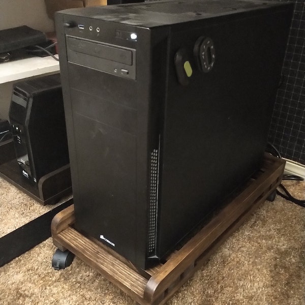 Dark Walnut Gaming PC Case Stand for Desktop Computer Tower, Geek Gifts ...