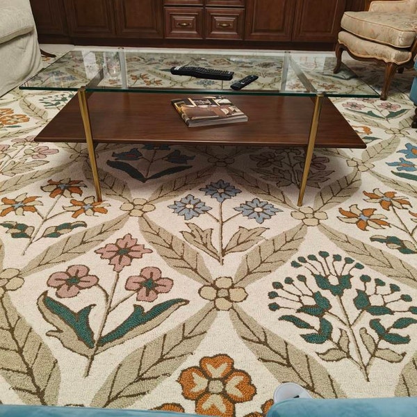 Hand Tufted Daisy Rugs Modern Luxury Pattern Green Color Tufted Rug ...