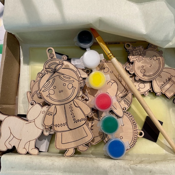 Wood Painting Kit , Wooden Coloring, Wooden People, Wooden Animals ...
