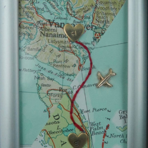 Long Distance Map Frame, String of Fate Gift (2x2.7") - Etsy