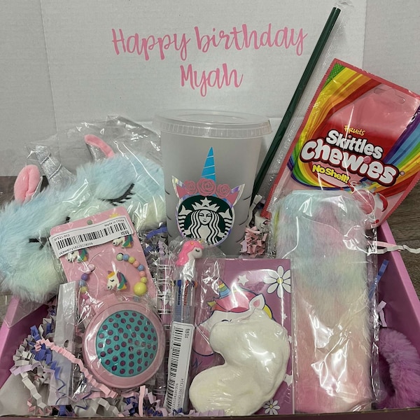 UNICORN STARBUCKS HAMPER, Pamper Hamper, Spa, Birthday Gift, Young Girl ...