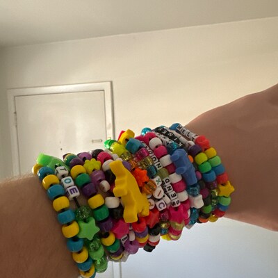 2D DNA Rainbow Kandi Cuff Bracelet in Black or White. Perfect for Any ...